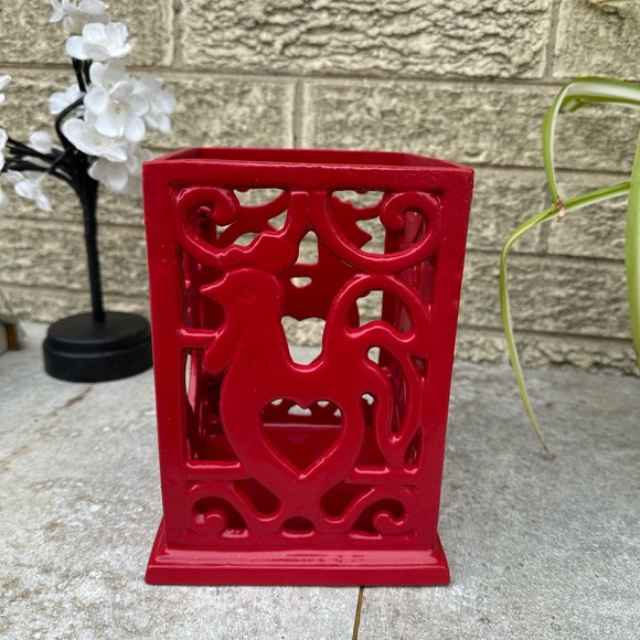 Art | Red Cast Iron Utensil Holder Retro Country Farmhouse Kitchen ...